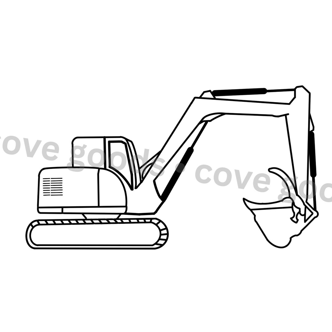 Excavator Digital Print | Screen Printing, Coloring Page, Party Decor ...