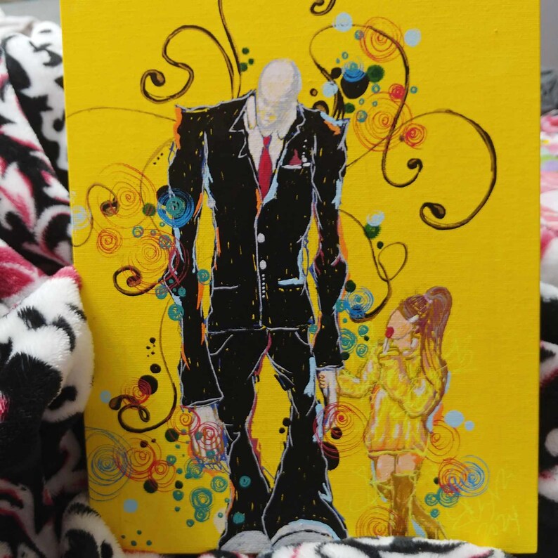 Slender Man Tall, Dark & Handsome Red Flag Painting - Etsy