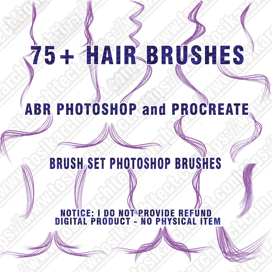 75+ Hair Brushes, ABR Photoshop, Digital Hair, Abr Brushes, Painted ...