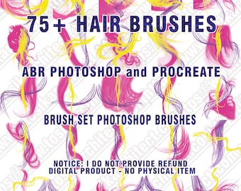 75+ Hair Brushes, ABR Photoshop, Digital Hair, Abr Brushes, Painted ...