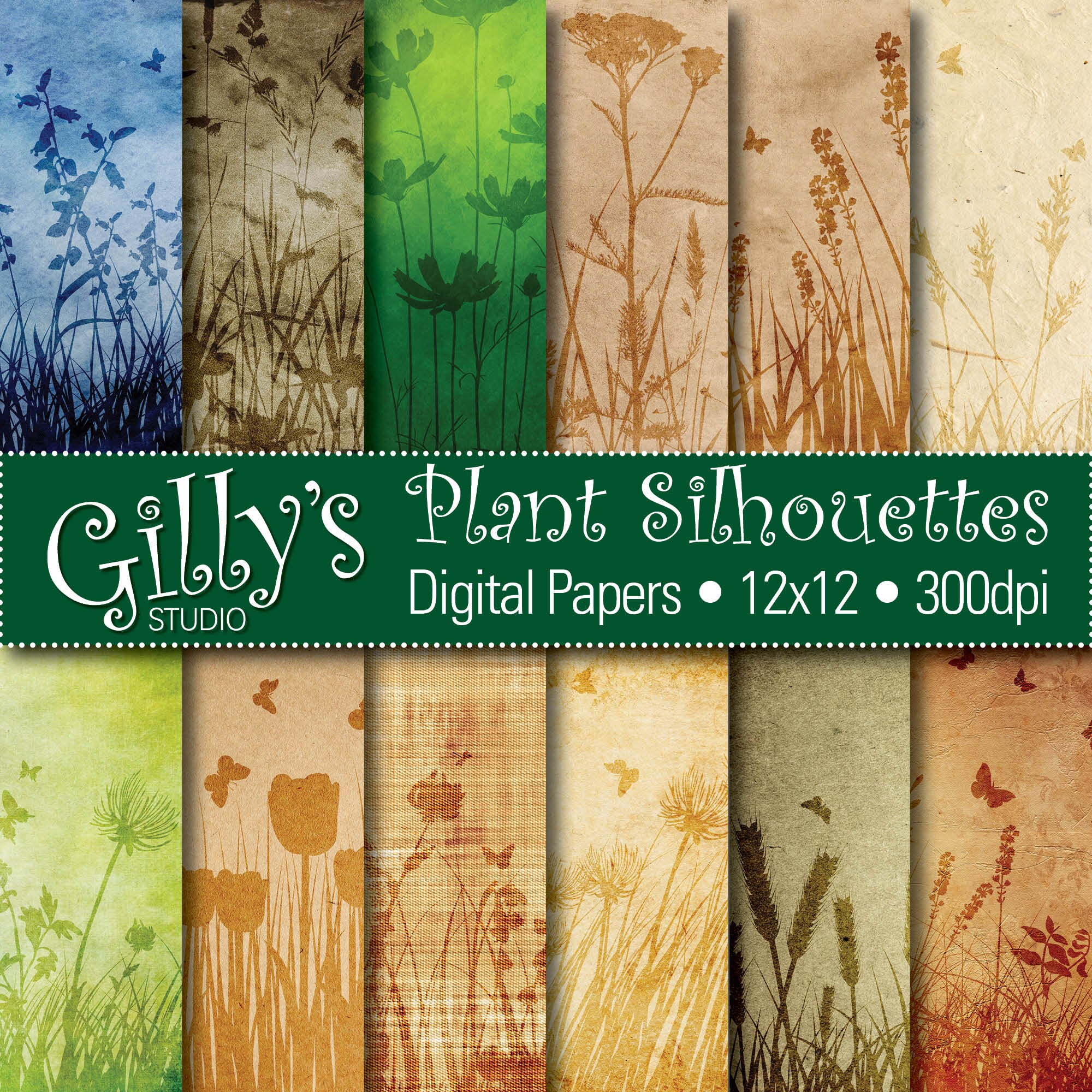 Plants Digital Paper: Plants, Printables, Plants Background, Commercial ...