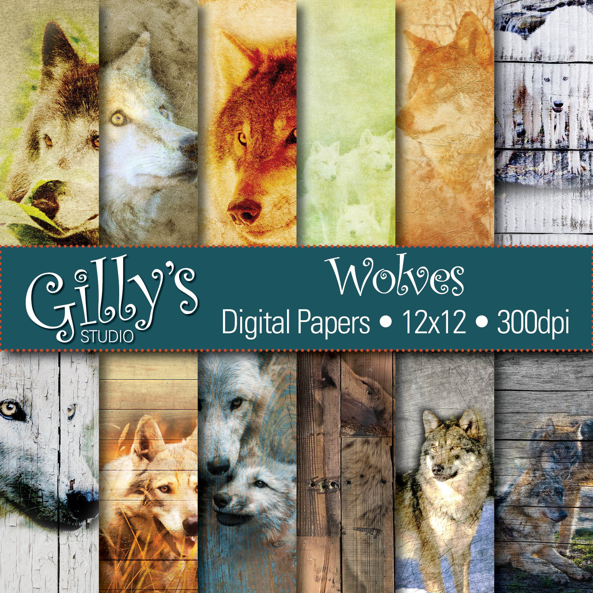 Wolves Digital Paper: Wolves, Printables, Wolves Background, Commercial ...
