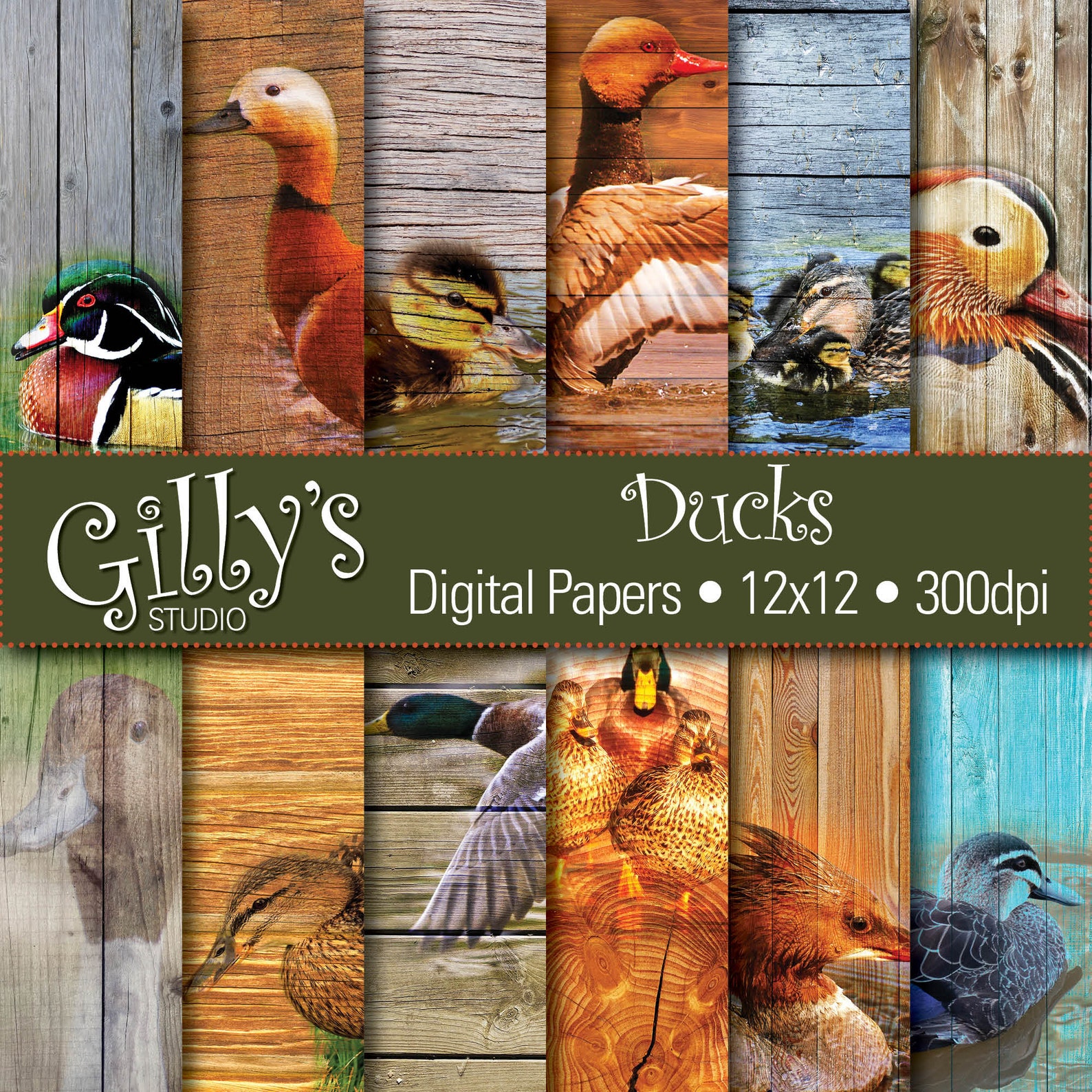 Ducks Digital Paper: Ducks, Printables, Duck Background, Commercial Use ...