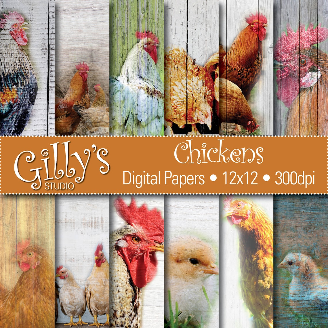 Chicken Digital Paper: Chickens Printables Chicken | Etsy