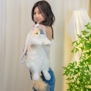 Handmade Calico Cat Backpack: Plush Convertible Bag - Etsy