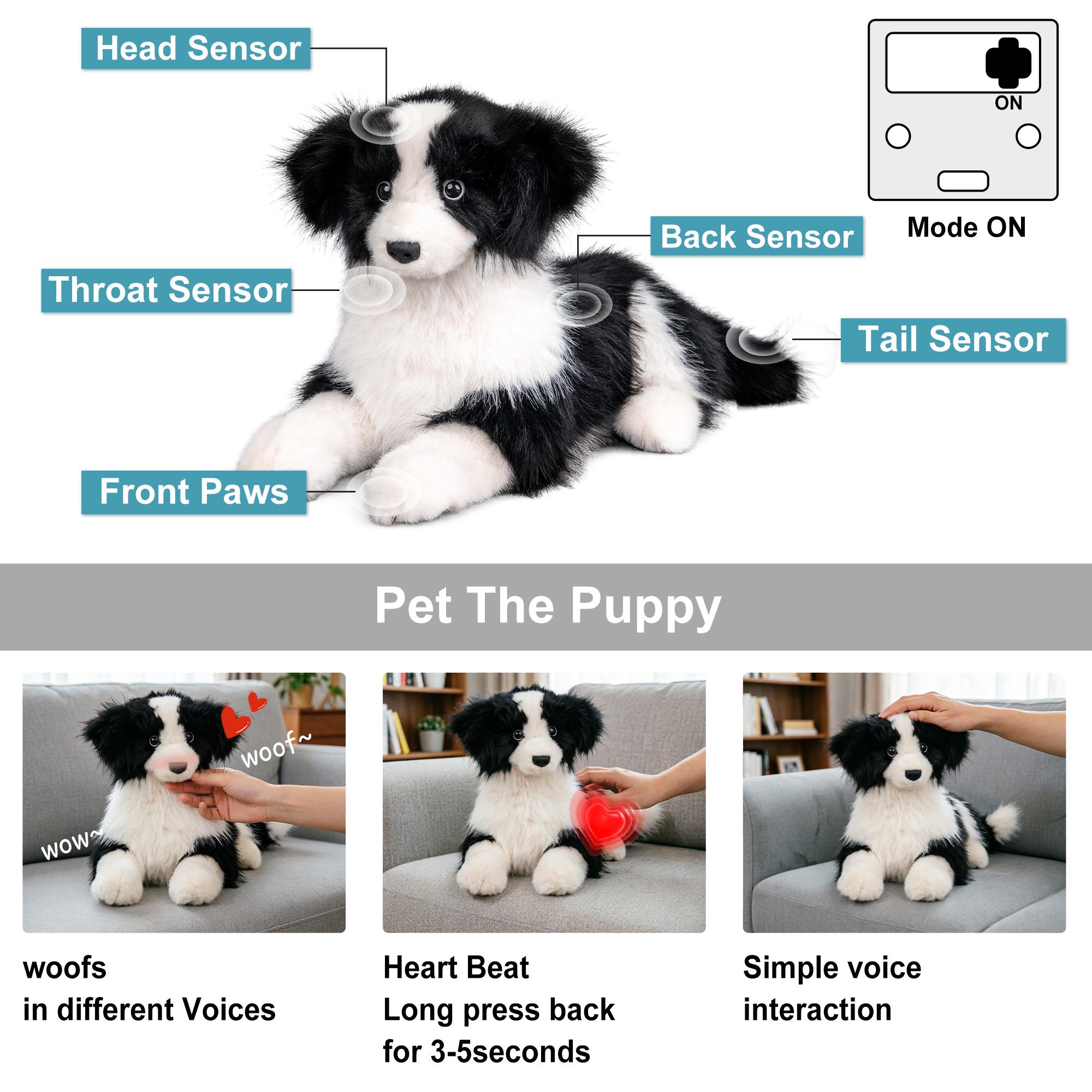 Interactive Border Collie Senior Companion Dog – Weighted Plush With ...