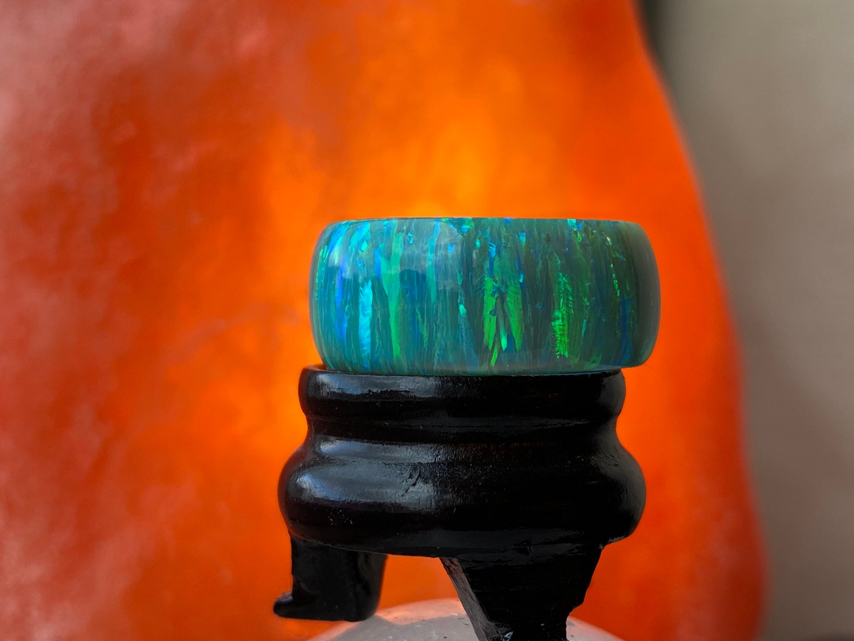 Emerald Green Solid Opal Ring, Handmade 9mm Bello Opal Ring (exclusive ...