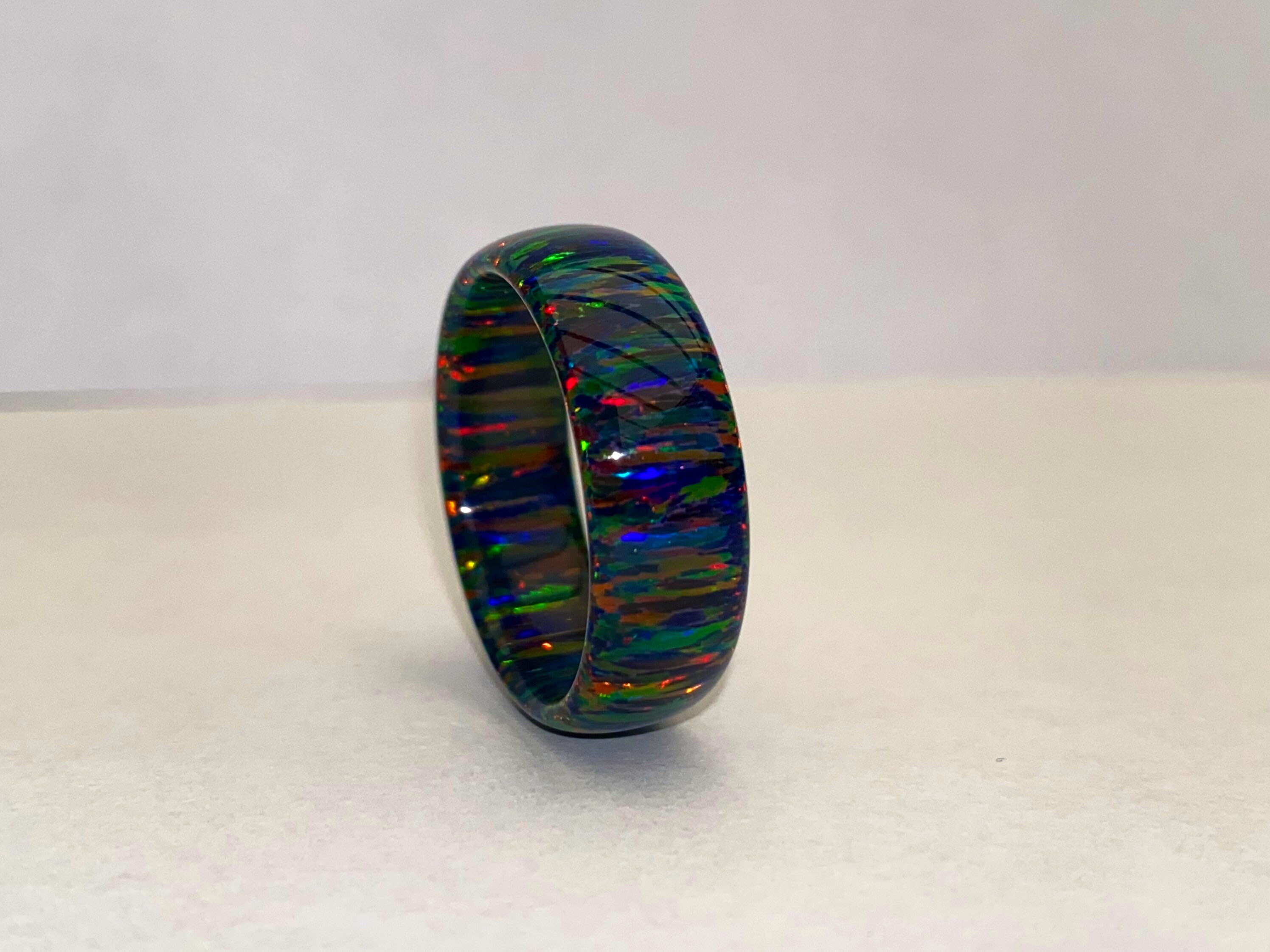 8mm Black Flame Solid Opal Ring Handmade Bello Opal Ring - Etsy