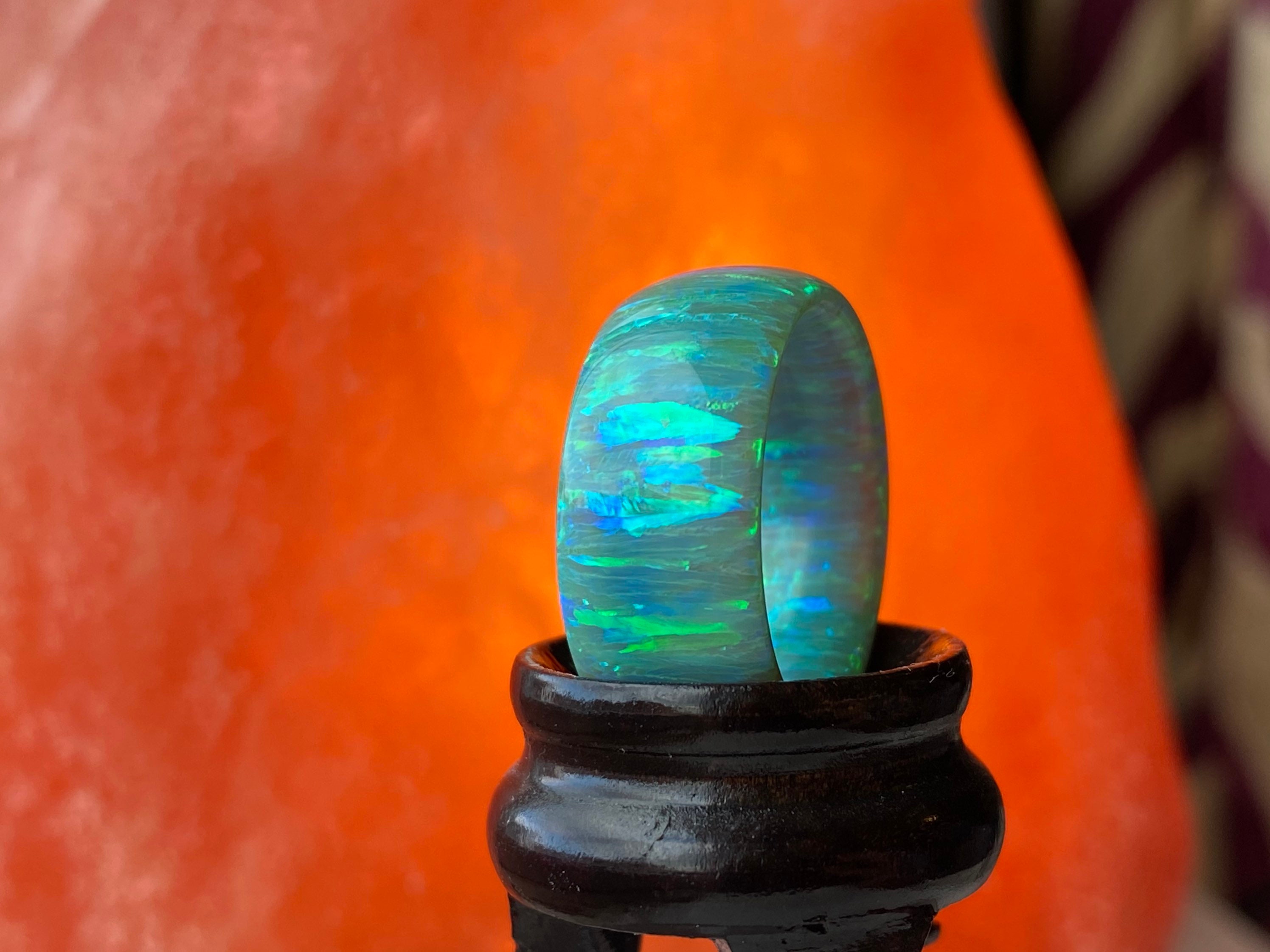 Emerald Green Solid Opal Ring, Handmade 9mm Bello Opal Ring (exclusive ...