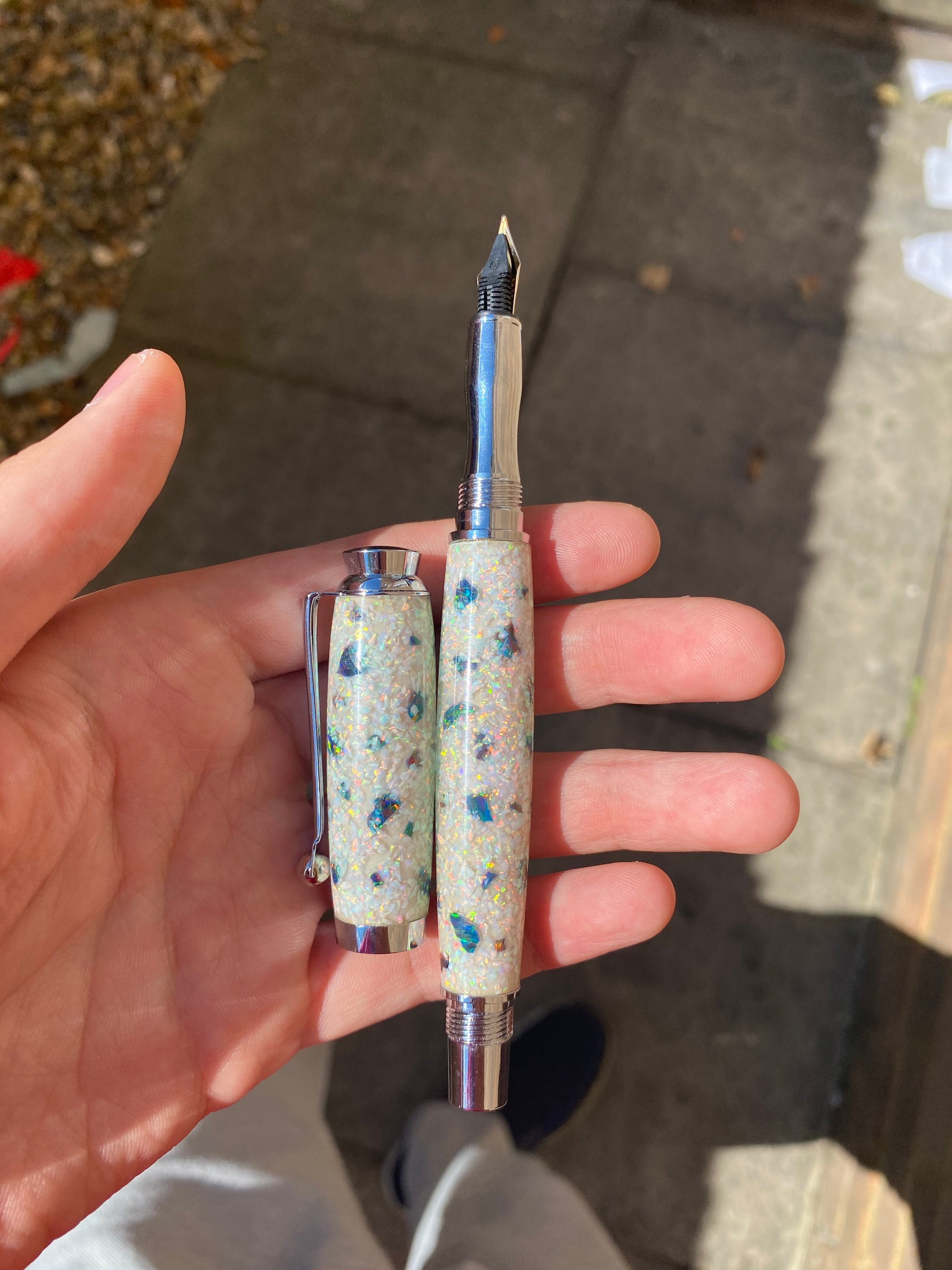 Bespoke White and Black Opal Fountain Pen. - Etsy