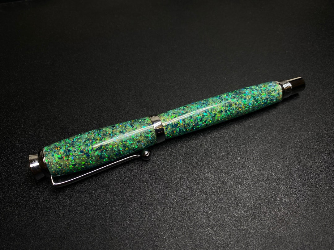 Bespoke Sea and Emerald Green Opal Fountain Pen. Changes Colour ...
