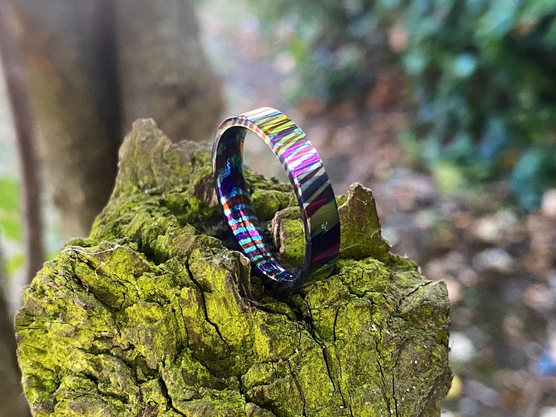 4mm Timascus (titanium Damascus) Premium Ring. Wedding Ring, Engagement ...