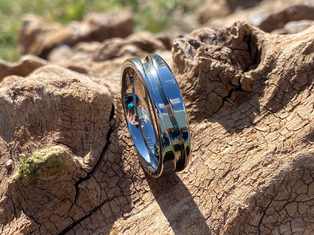 6mm Wave Inlay Titanium Polished Ring Blank - Etsy