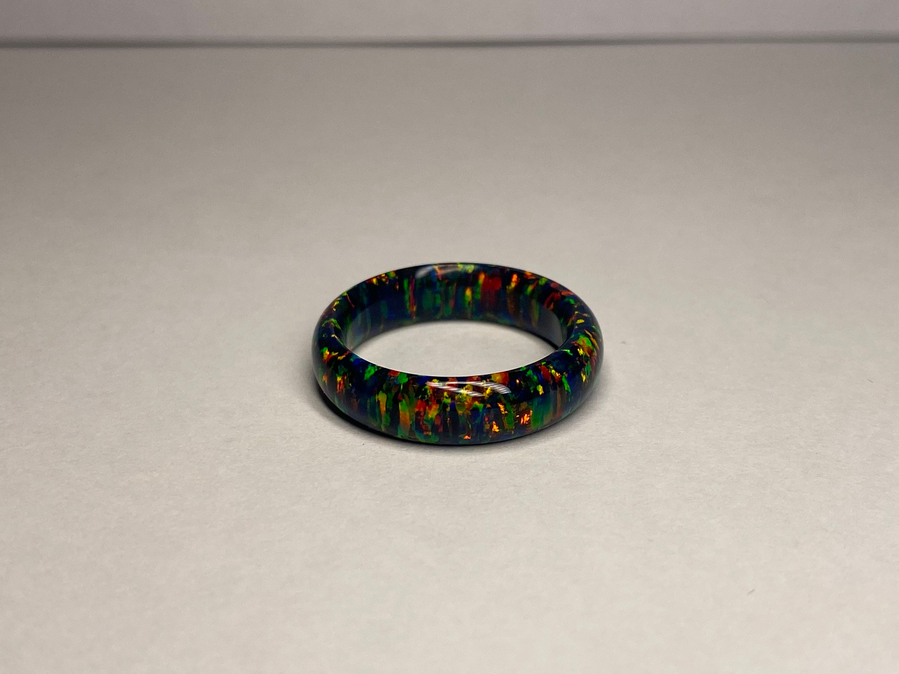 6mm Black Flame Solid Opal Ring Handmade Bello Opal Ring | Etsy
