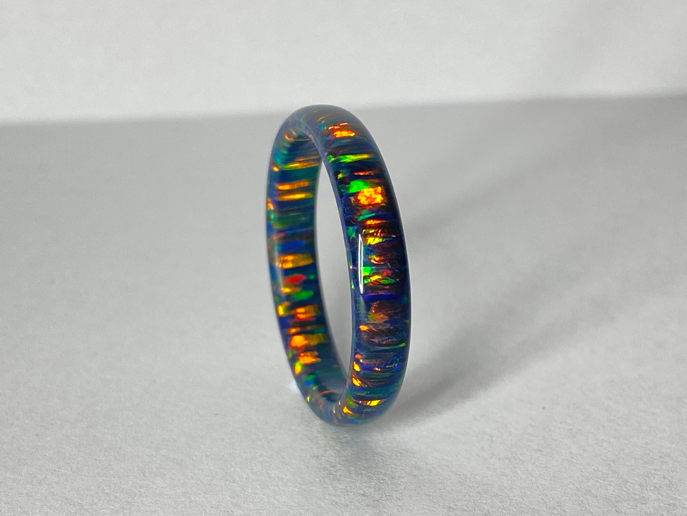 4mm Black Flame Solid Opal Ring Handmade Bello Opal Ring - Etsy