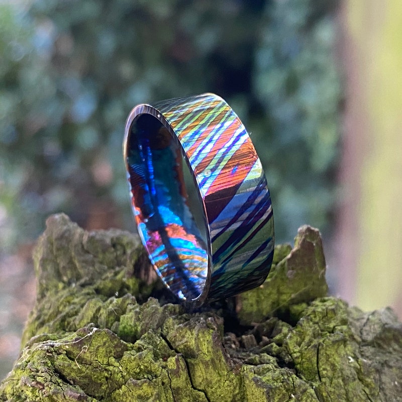 Titanium Damascus Ring - Etsy