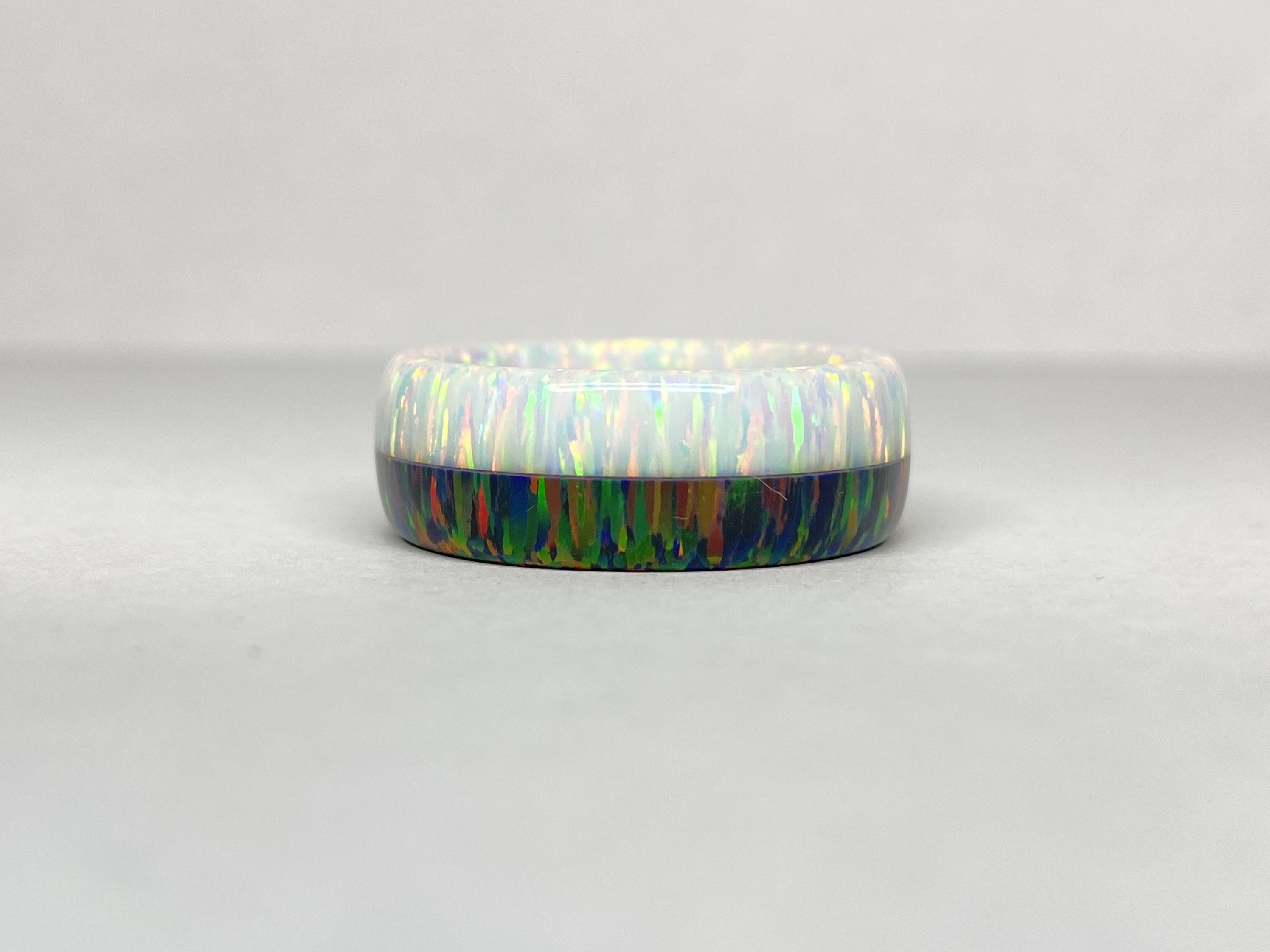 8mm Black & White Solid Opal Ring, Handmade Bello Opal Ring (exclusive ...