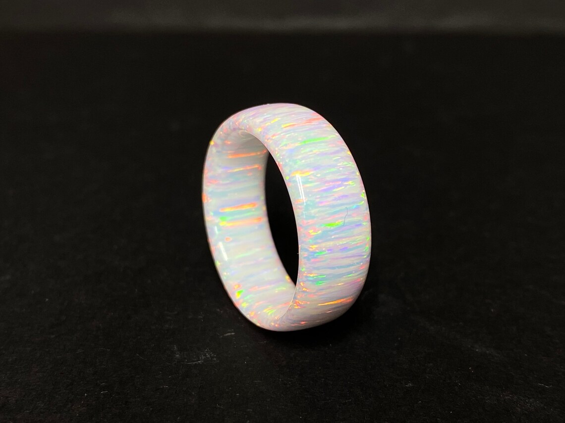 8mm White Snow Solid Opal Ring Handmade Bello Opal Ring - Etsy