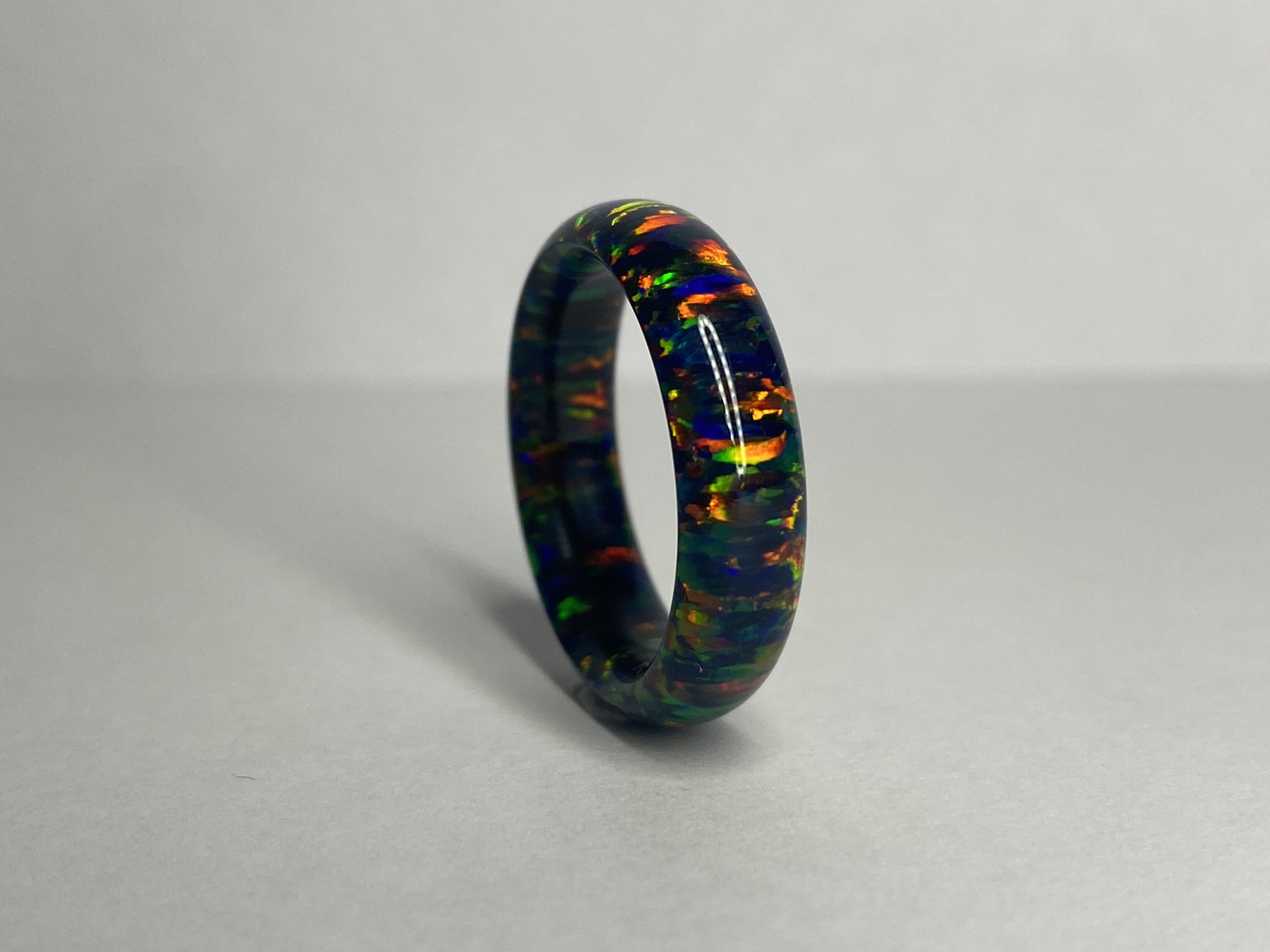 6mm Black Flame Solid Opal Ring Handmade Bello Opal Ring - Etsy