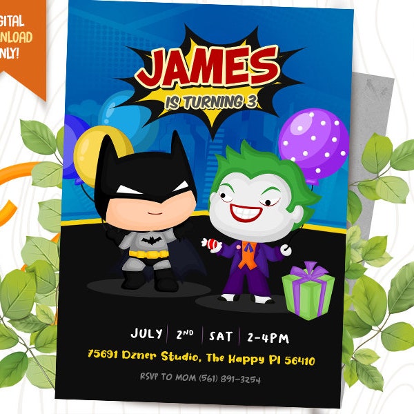 Joker Invitation Birthday Party Invitations - Etsy