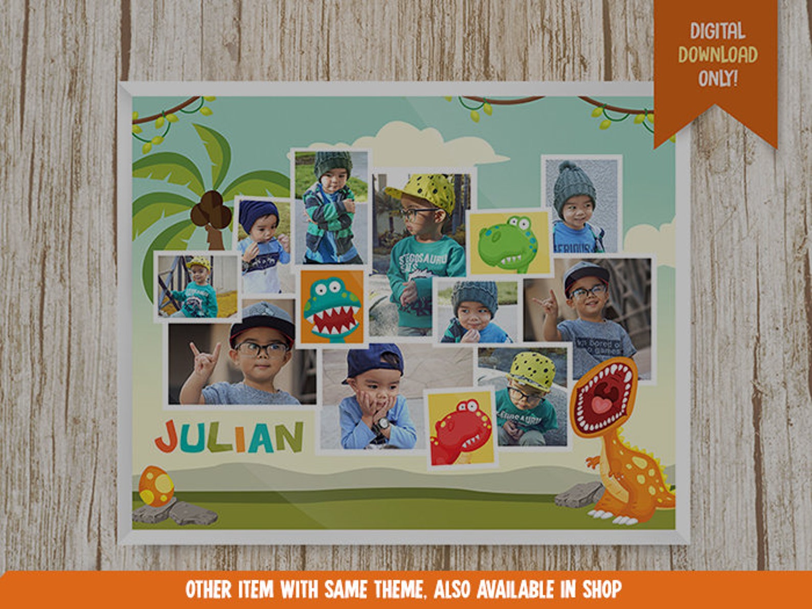 Dino Digital Thank You Card Dino Favor Card Dinosaur Party - Etsy