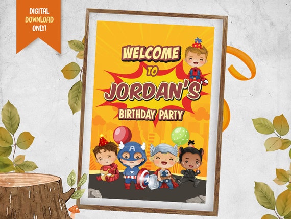 Superheroes Digital Welcome Sign Board Cute Superhero - Etsy