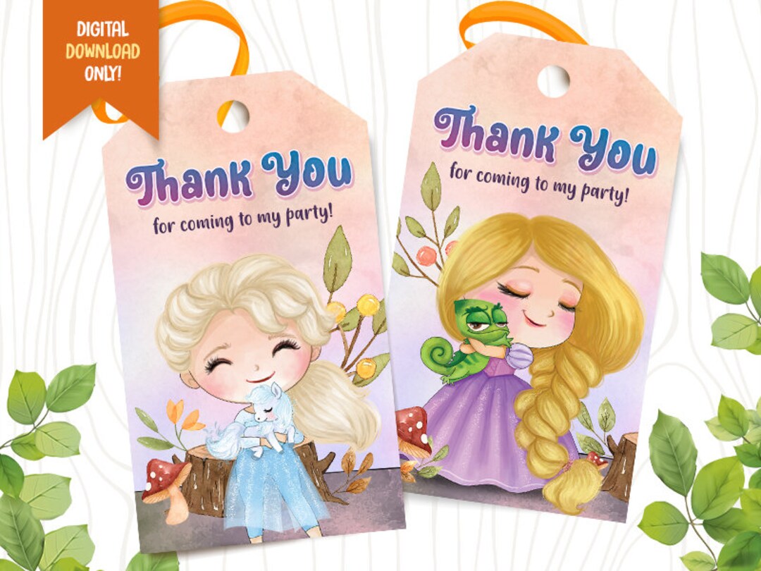 Princess Thank You Tags Set 1, INSTANT DOWNLOAD, Baby Princess Favor ...