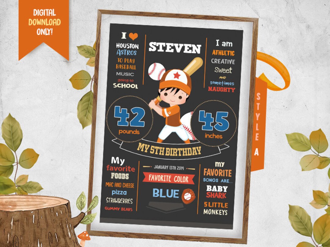 Baseball Digital Chalkboard, Baseball Birthday Chalkboard, Baseball ...