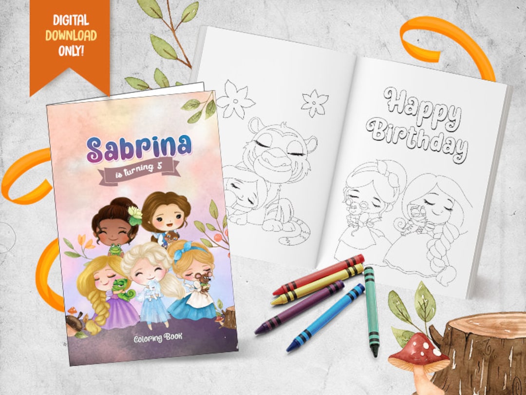 Princess Coloring Book, Cute Princess Printable Activity Book, Kids ...