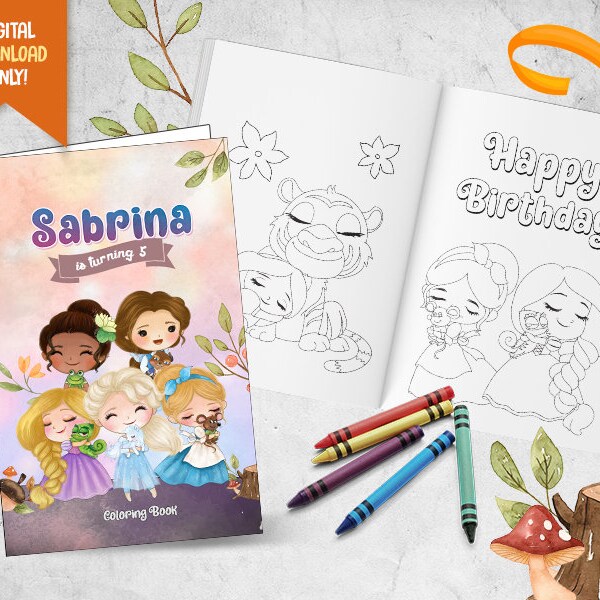 Custom Princess Birthday Coloring Book - Etsy