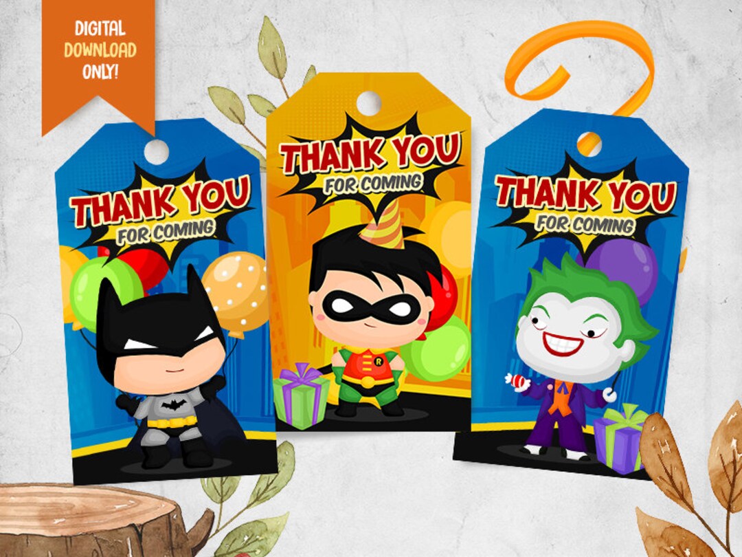 Superhero Thank You Tags, INSTANT DOWNLOAD, Superheroes Favor Tags ...