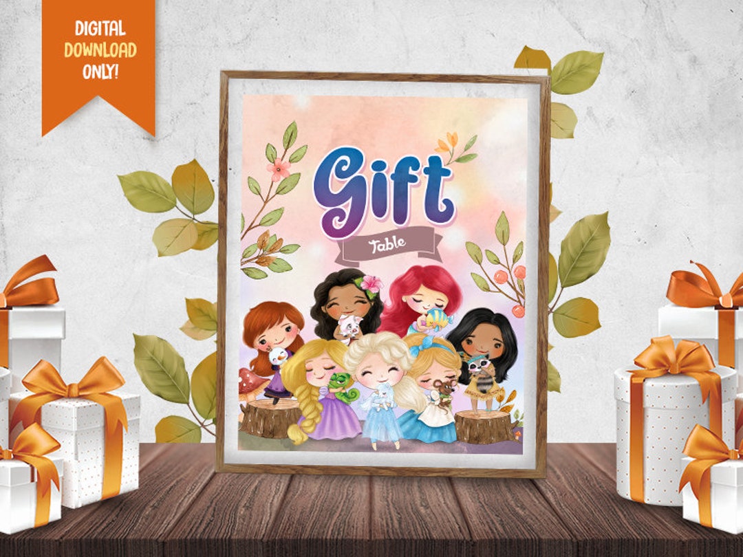 Princess Gift Table Sign, Baby Princess Gift Table Printable, Fantasy ...