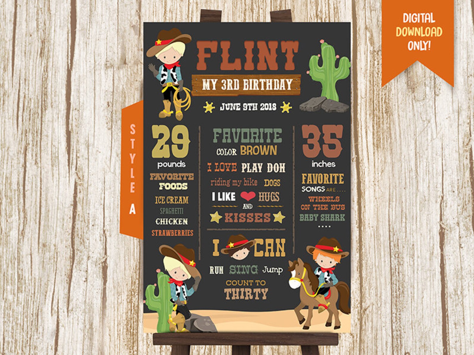 Cowboy Digital Chalkboard Cowboy Birthday Chalkboard Cowboy | Etsy