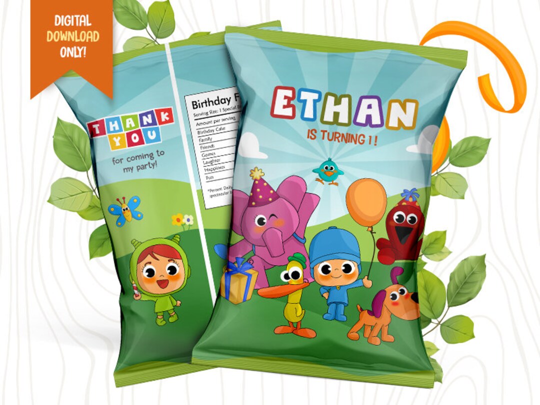 Kids and Friends Birthday Chip Bag, Cute Animals Party Bag, Kids Favor ...