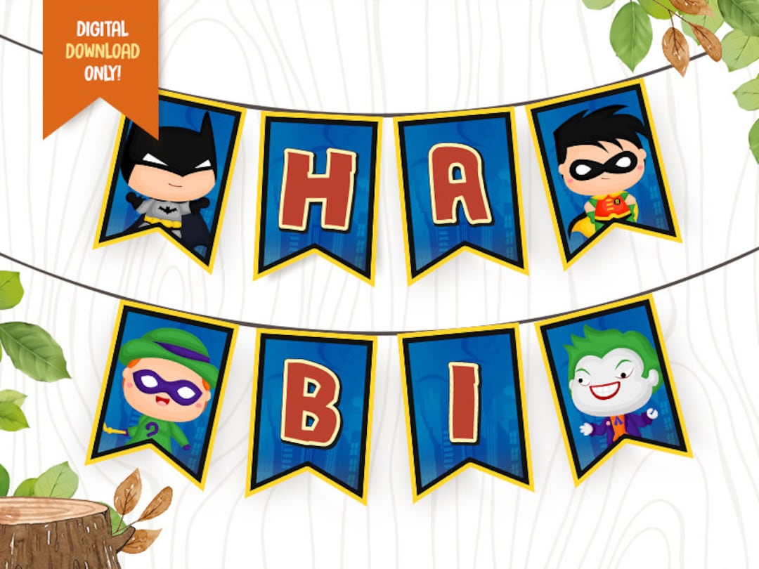 Superheroes Digital Birthday Banner, Baby Superhero Party Banner, Cute ...