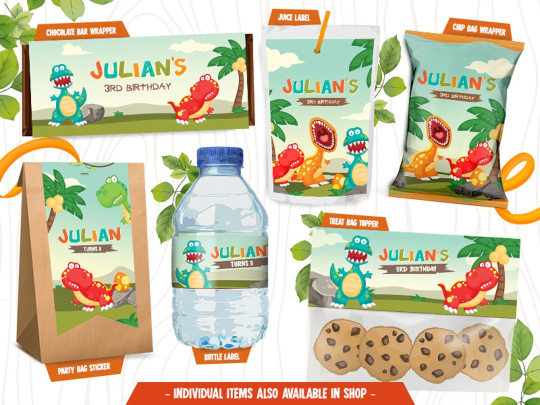 Dino Digital Birthday Bundle, Cute Dino Party Pack, Dinosaur Party ...