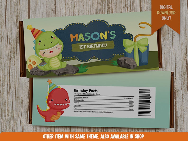 Dino Digital Water Bottle Labels Dinosaur Printable Bottle - Etsy