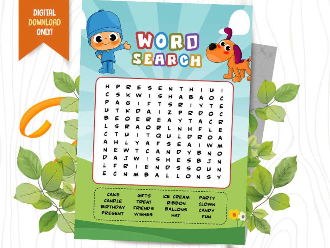 Kids and Friends Birthday Word Search, Kids Word Search Game, Party ...