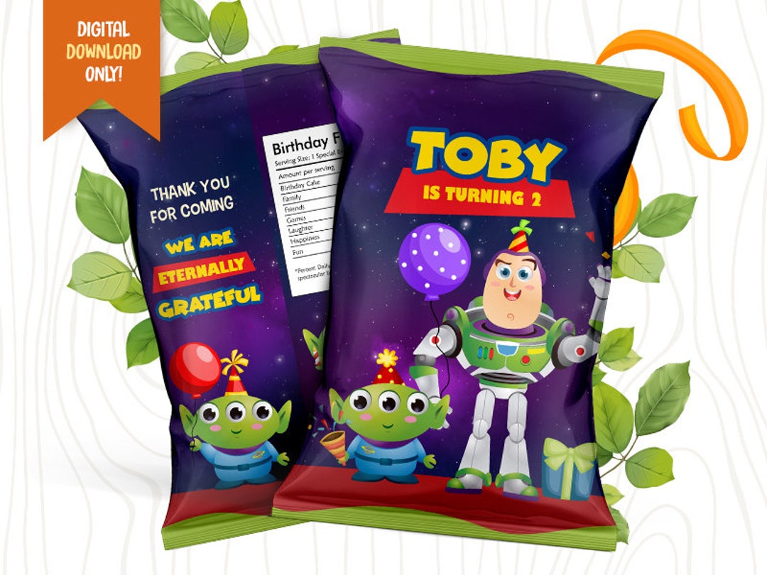 Aliens Birthday Chip Bag, Cute Aliens Party Bag, Space Ranger Favor Bag ...