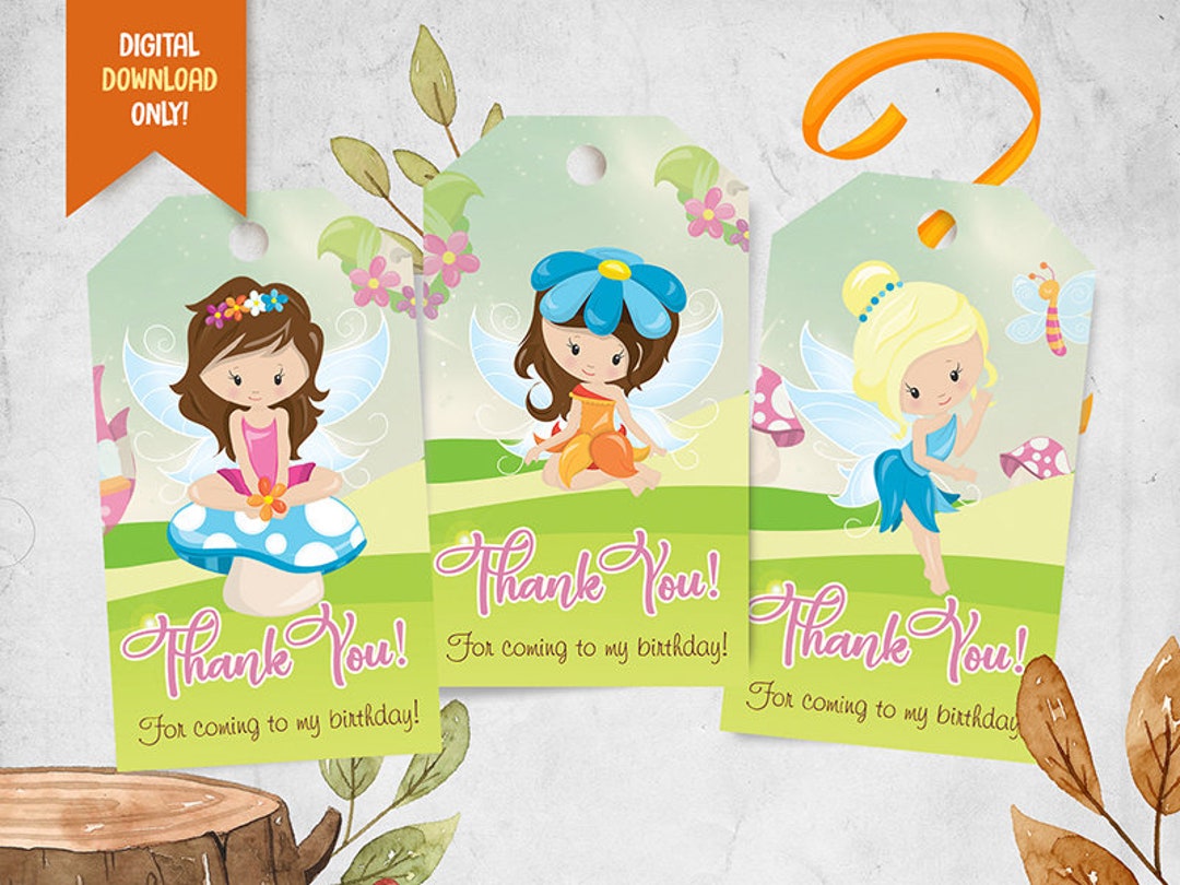 Fairy Thank You Tags, INSTANT DOWNLOAD, Fairies Favor Tags, Magical ...