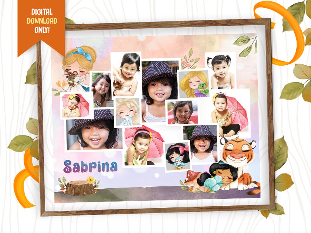 Cute Princess Digital Birthday Collage, Baby Princess Photo Collage ...