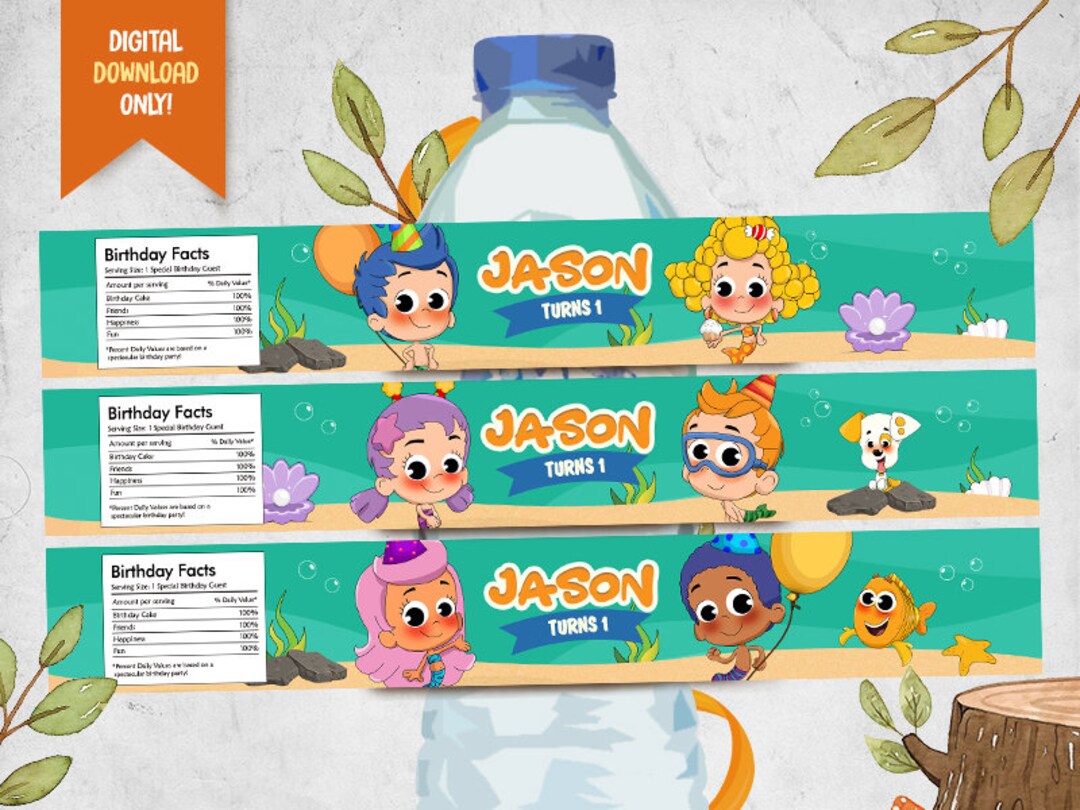 Under the Sea Digital Water Bottle Labels, Animal Creatures Printable ...
