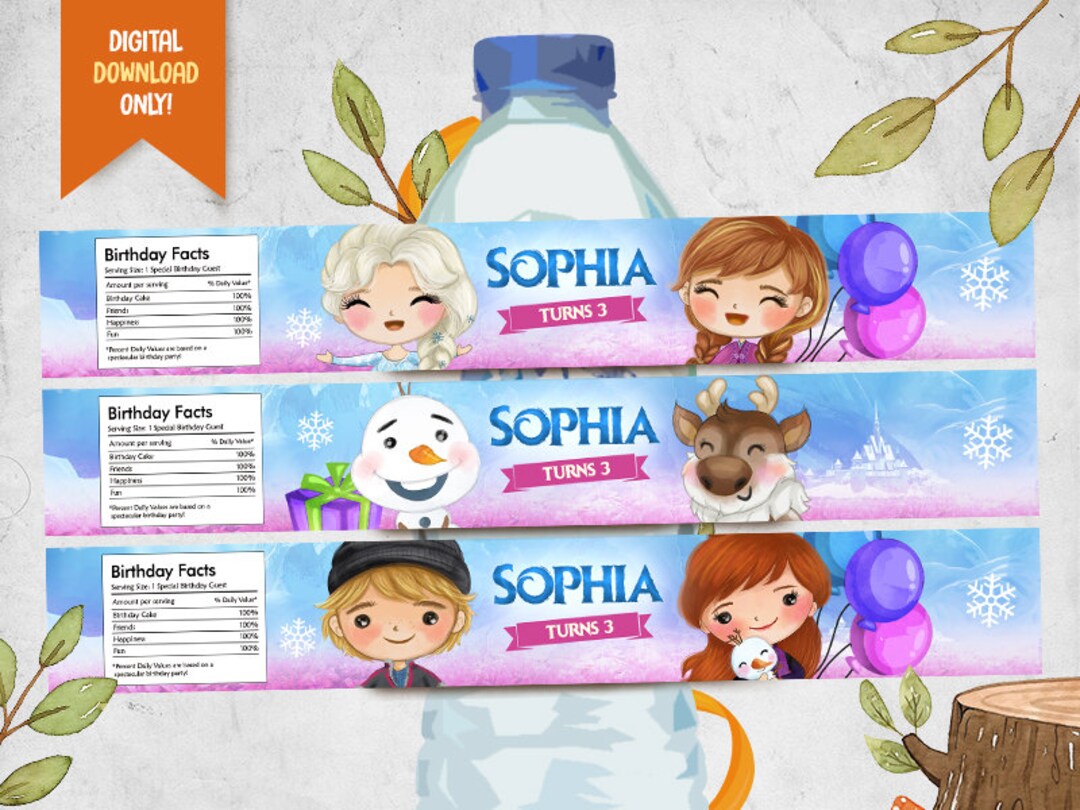 Ice Princess Digital Water Bottle Labels, Snow Princess Printable ...