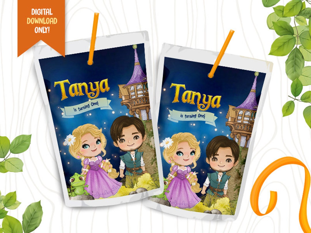 Princess Digital Juice Label, Princess Juice Pouch Label, Royal Party ...