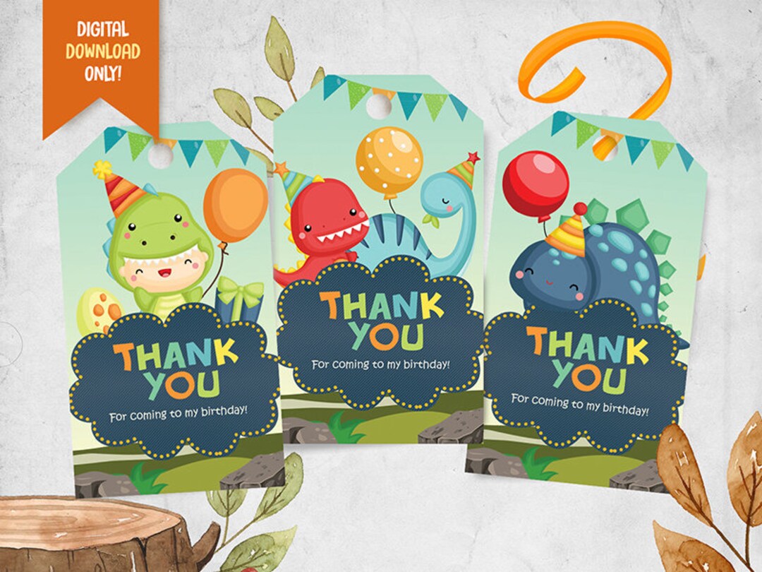Dino Thank You Tags INSTANT DOWNLOAD Dinosaur Favor Tags - Etsy