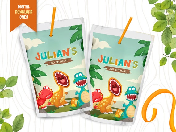 Dino Digital Juice Label Cute Dinosaur Juice Pouch Label - Etsy Canada