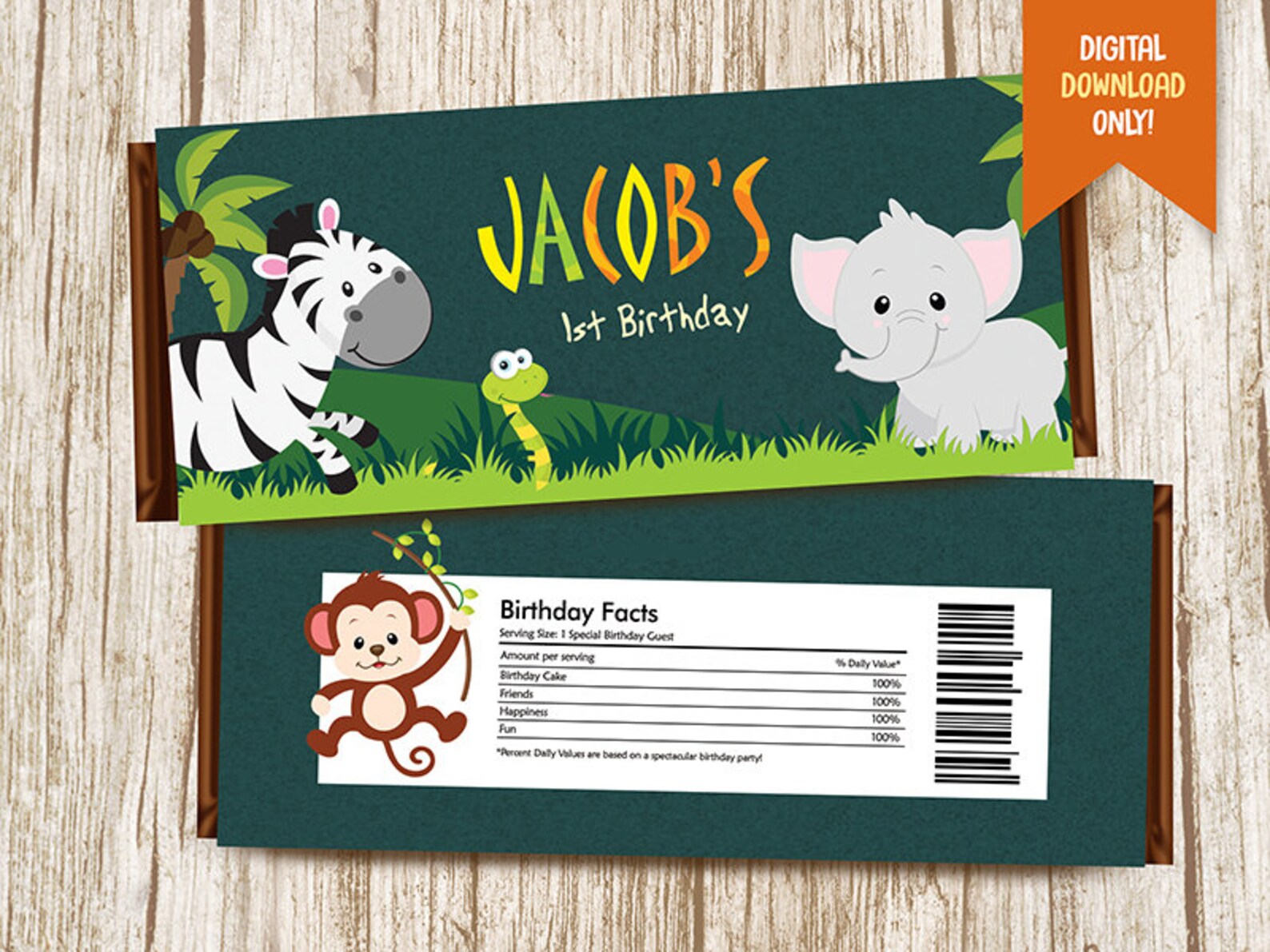 Safari Chocolate Bar Wrapper Wild Safari Candy Wrapper | Etsy