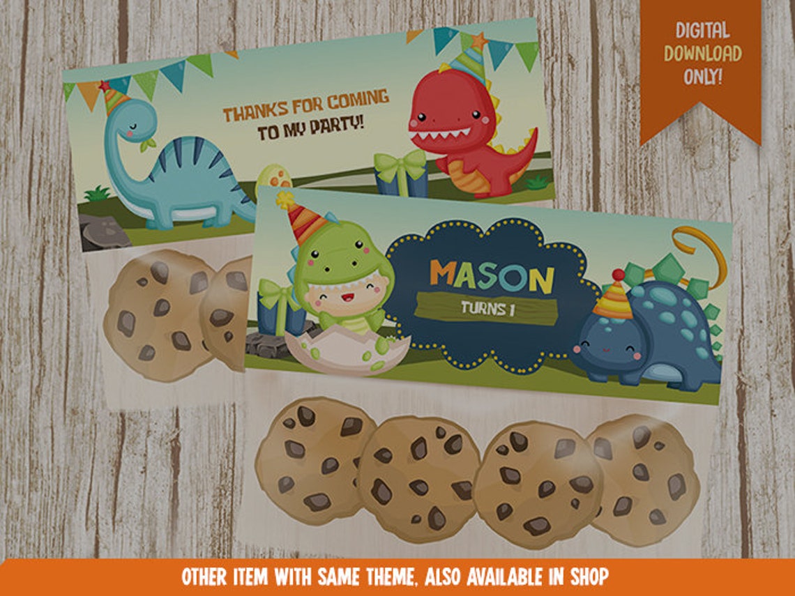 Dino Digital Water Bottle Labels Dinosaur Printable Bottle | Etsy