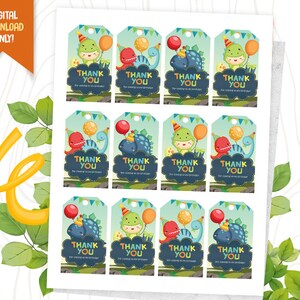 Dino Thank You Tags, INSTANT DOWNLOAD, Dinosaur Favor Tags, Trex ...