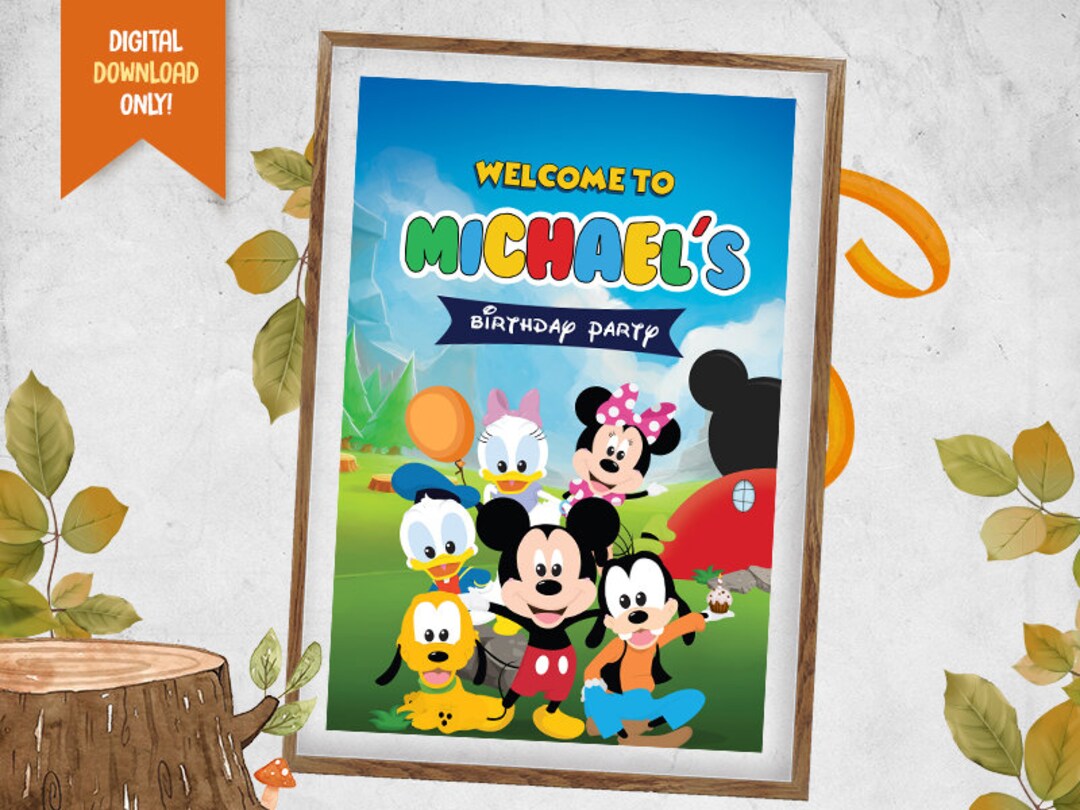 Mouse Digital Welcome Sign Board, Cute Mouse Birthday Sign Board, Kids ...